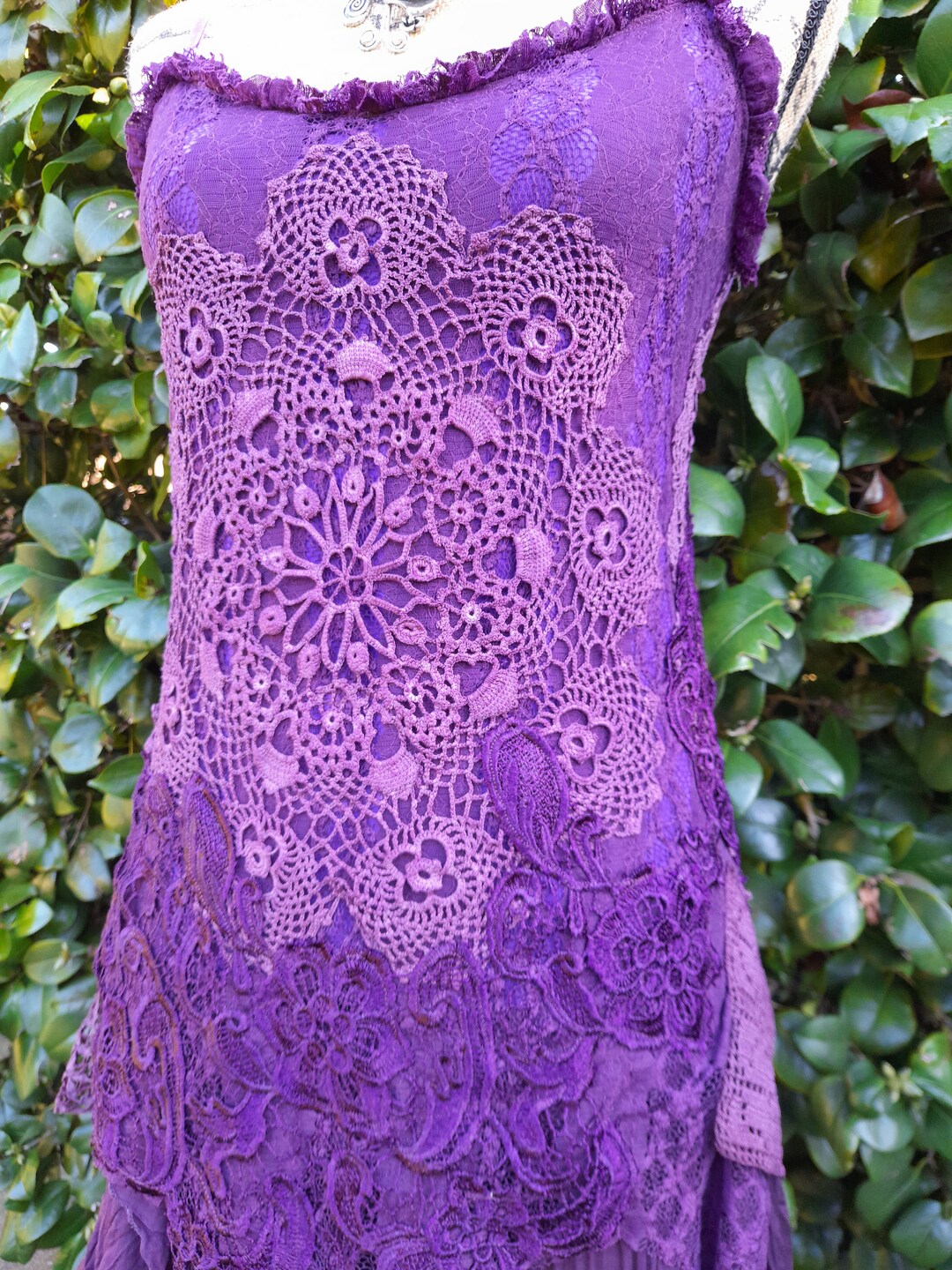 Art To Wear Purple Crochet Dress Boho Fairy Festival Wedding Dress Size