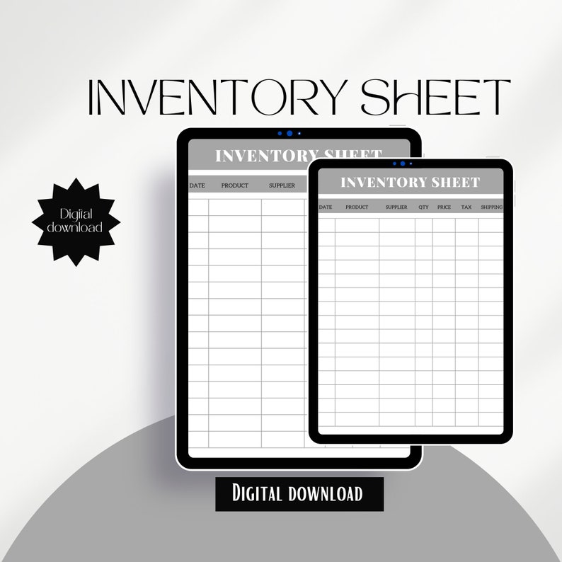 Printable Inventory Sheet Business Planner, Printable Business Schedule ...