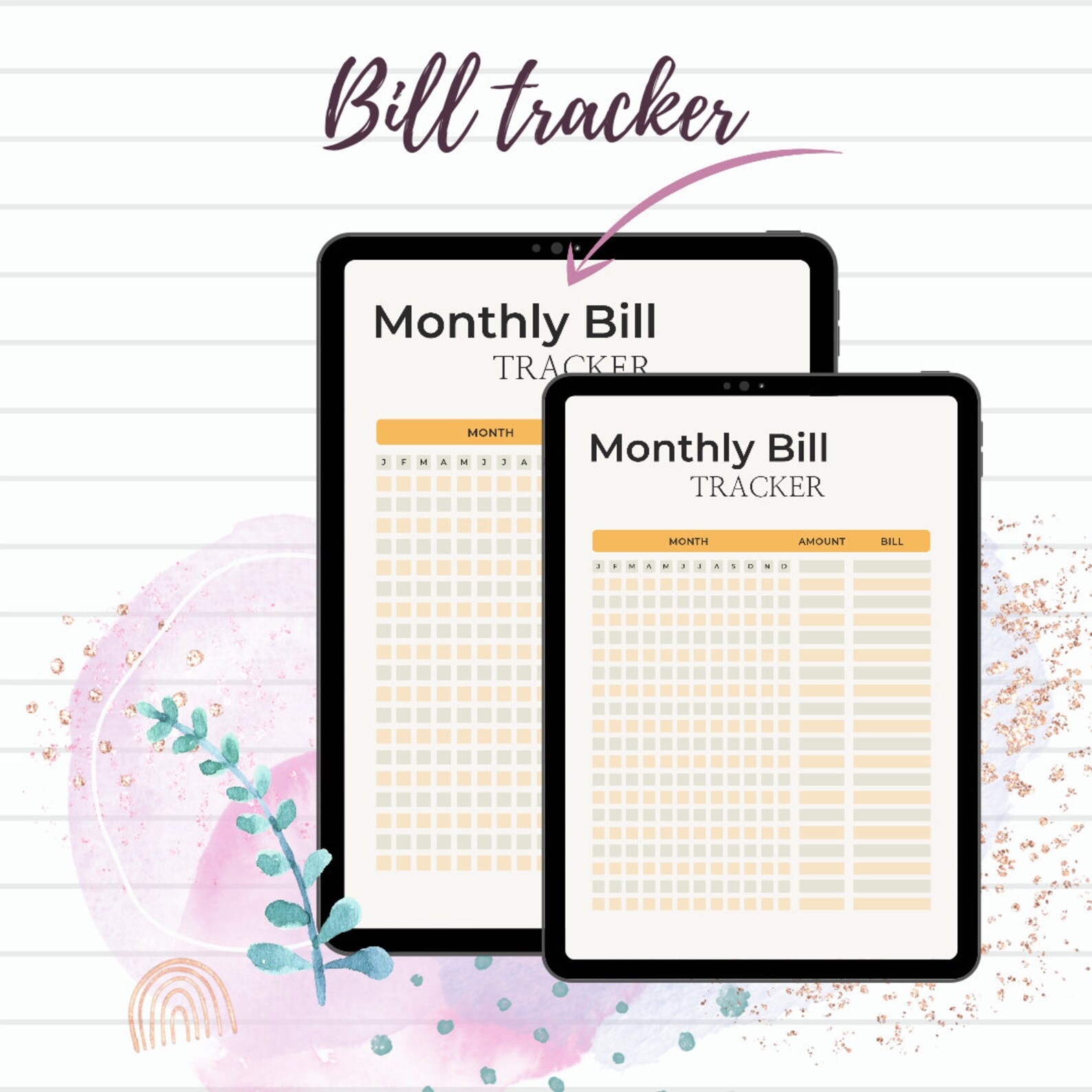 Bill Tracker, Printable Budget Planner, Expense Tracker, Income Tracker ...