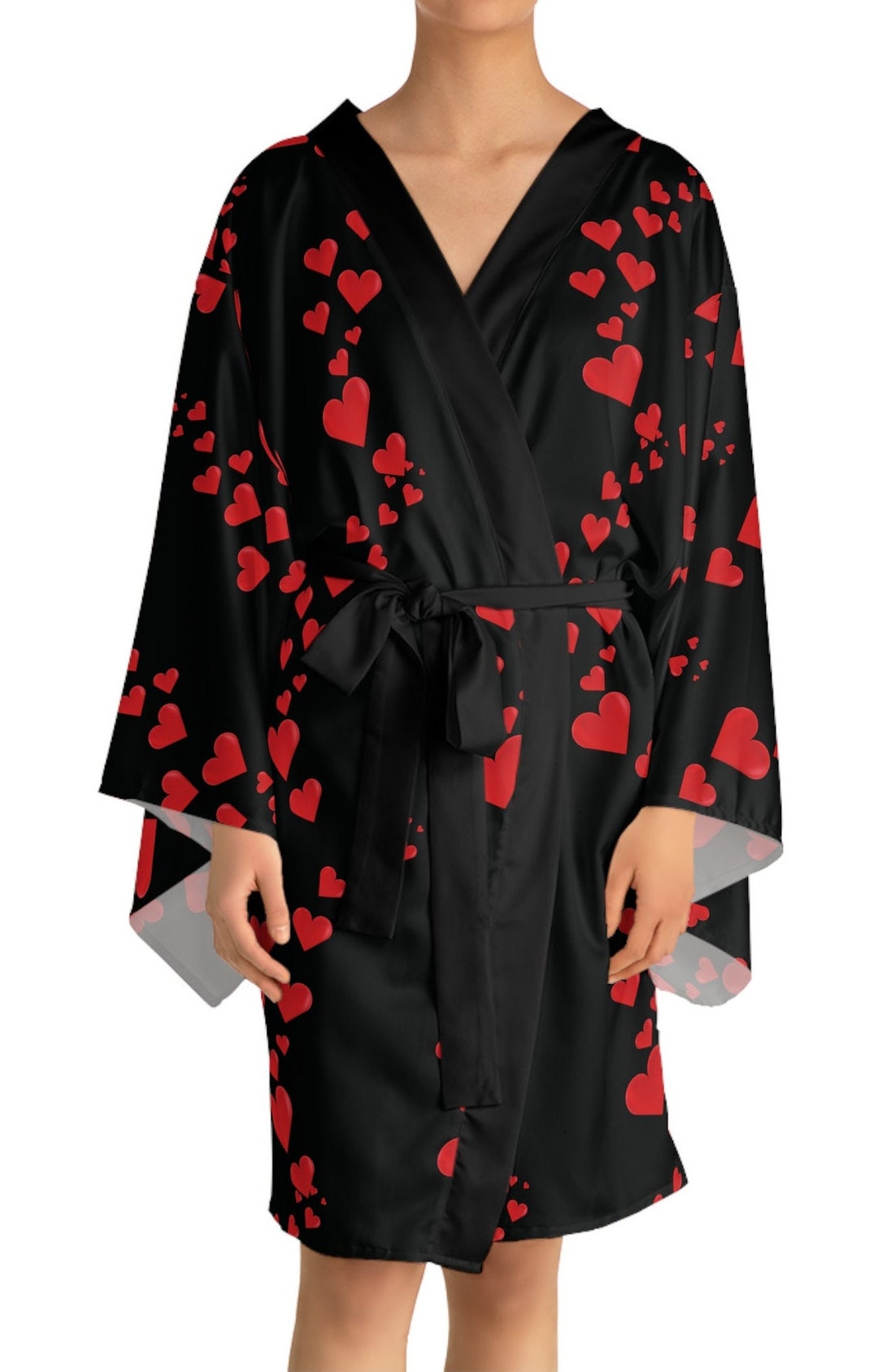 Heart Kimono Robe With Red Hearts Valentine's Gift Robe - Etsy