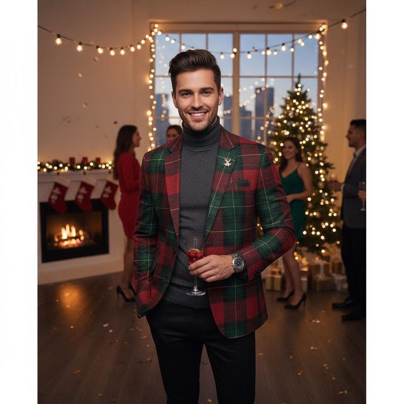 Red Plaid Men Jacket - Etsy