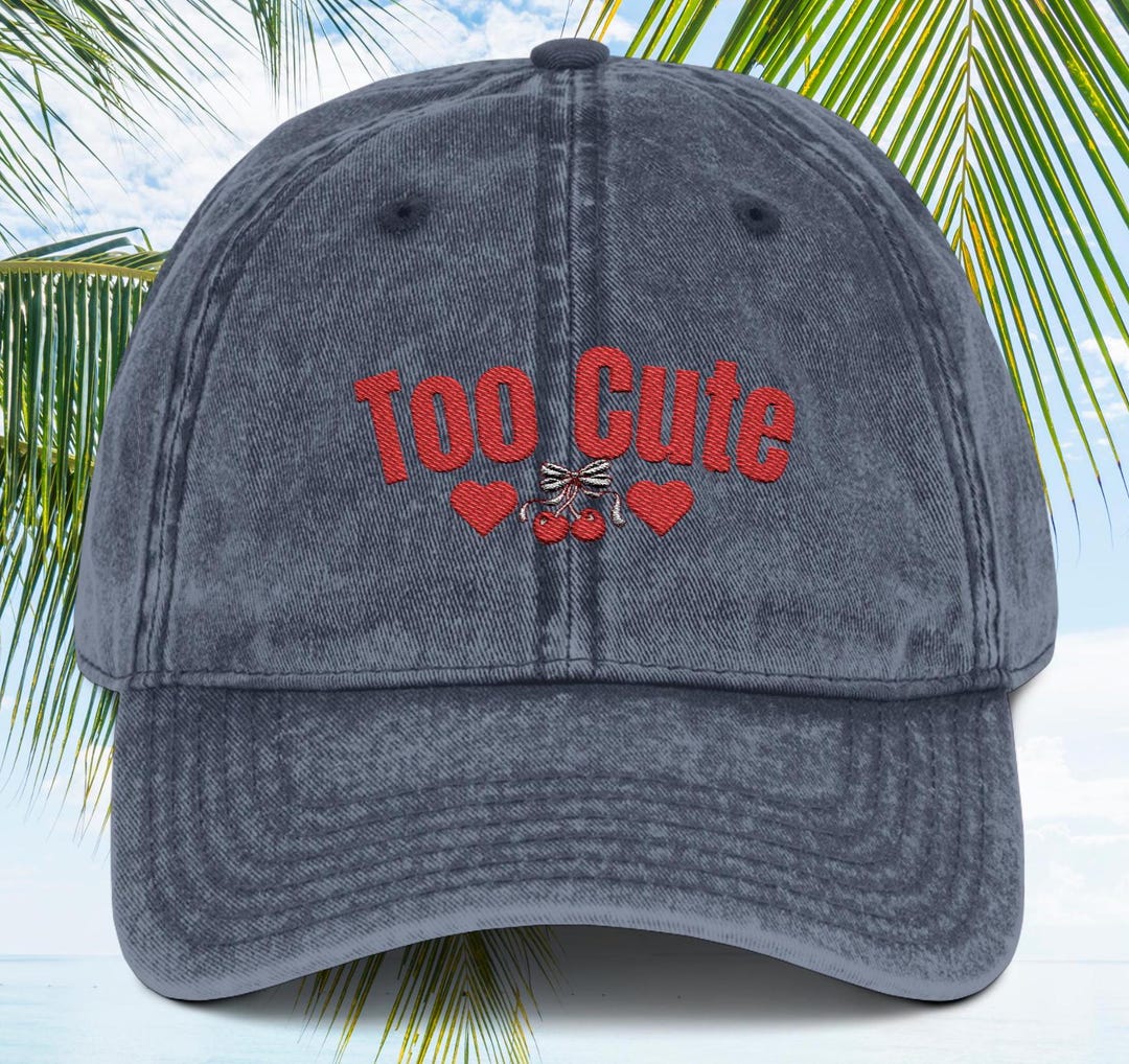 Embroidered Cherry Cap, Too Cute Vintage Hat, Retro Style Baseball Cap ...