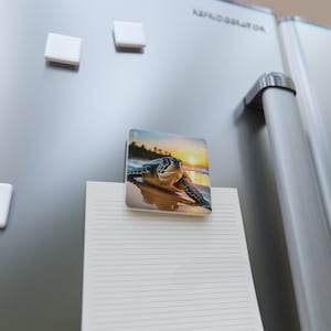Sea Turtle Porcelain Magnet, Square, Refrigerator Magnet, Sea Turtle ...