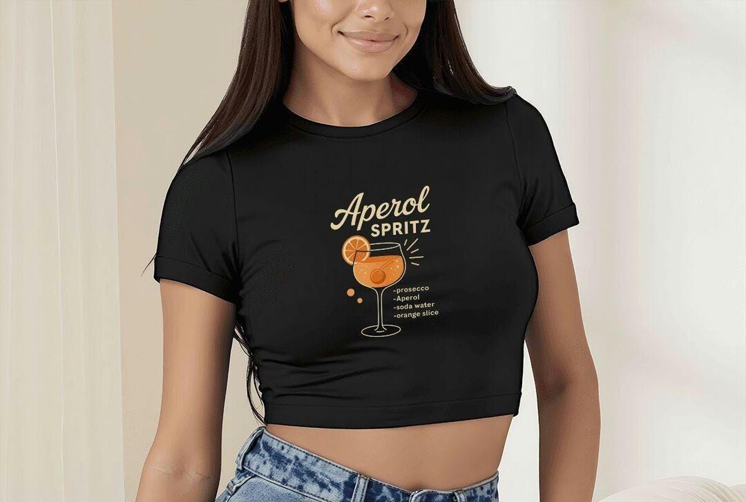 Aperol Spritz Cocktail Crop Top,retro Drink Recipe Graphic Tee,summer ...