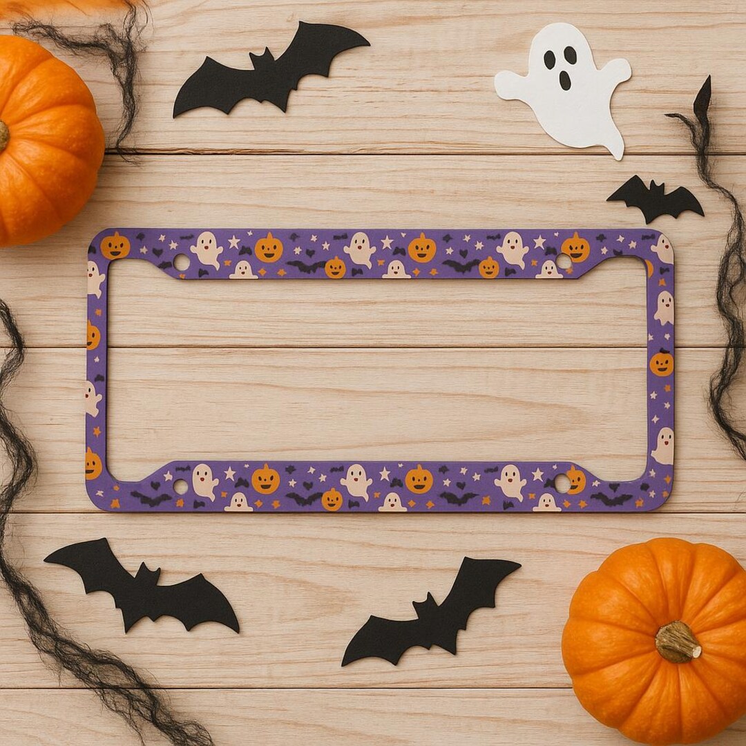 Spooky Halloween License Plate Frame: Ghosts & Bats Car Accessory - Etsy