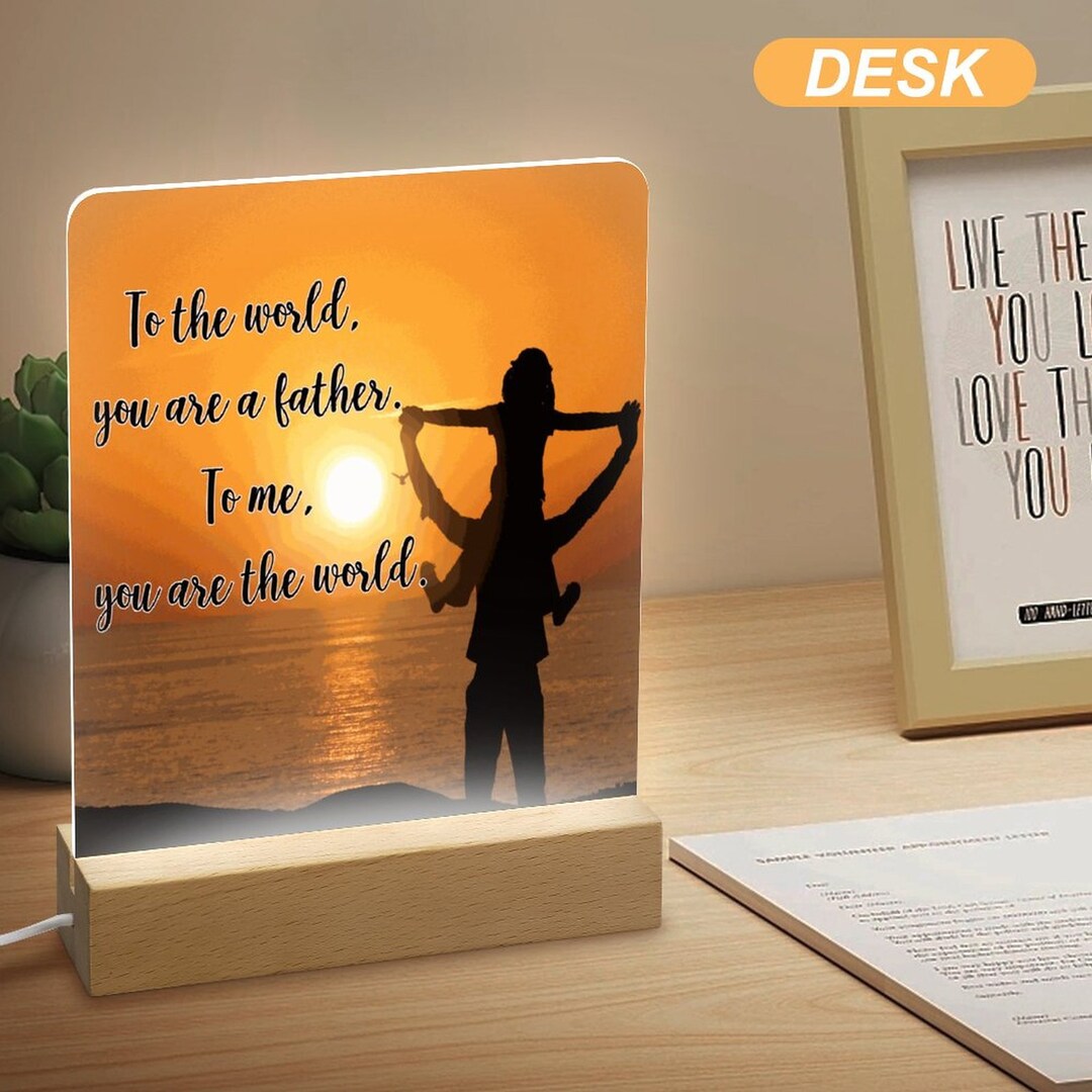 Sentimental Father's Day Gift , Acrylic Night Light With Wooden Base ...