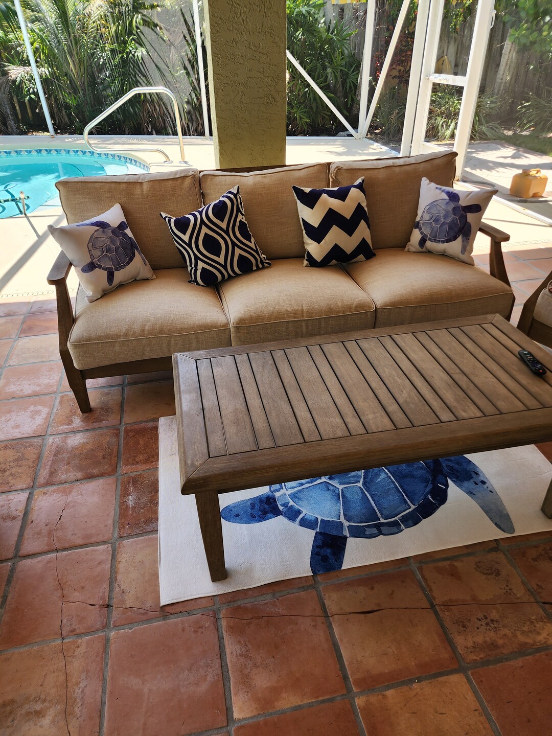 Blue Sea Turtle Outdoor Rug , Blue Outdoor Rug, Gift for Her, Gift for ...