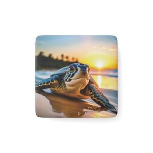 Sea Turtle Porcelain Magnet, Square, Refrigerator Magnet, Sea Turtle ...