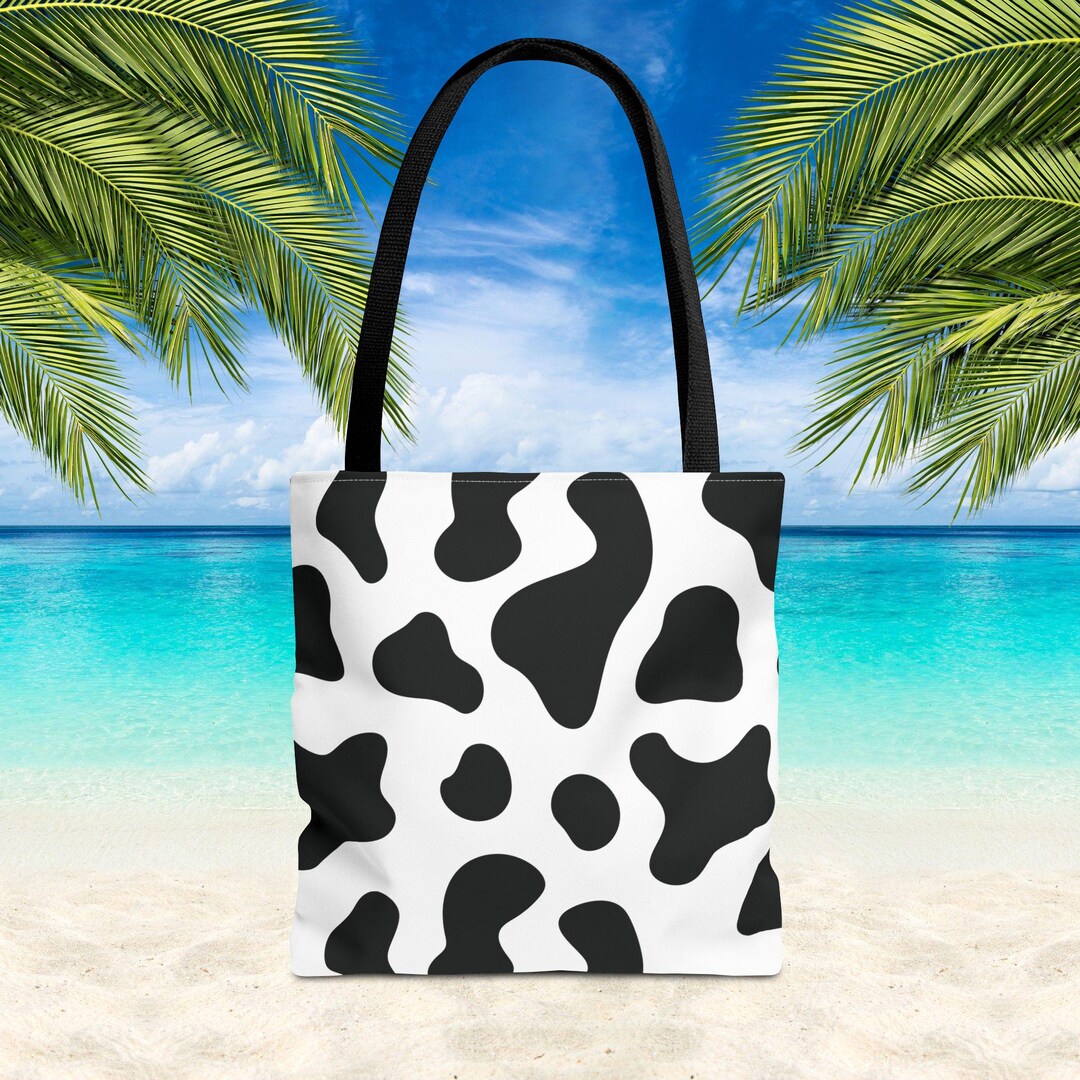 Cow Print Tote Bag, Black and White Pattern, Animal Print Shopping Bag ...