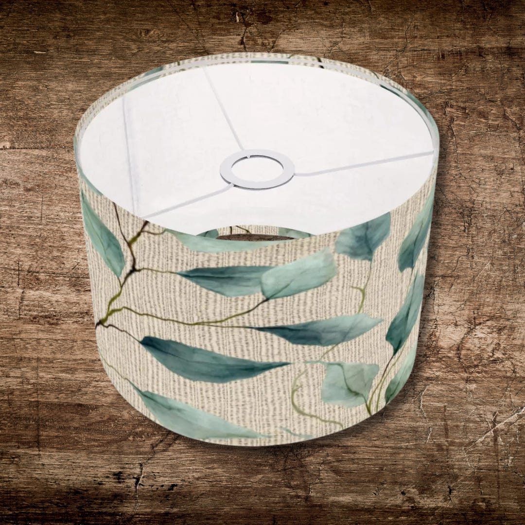 Leaf Botanical Lampshade: Linen Drum Shade for Floor Lamps (made in USA ...
