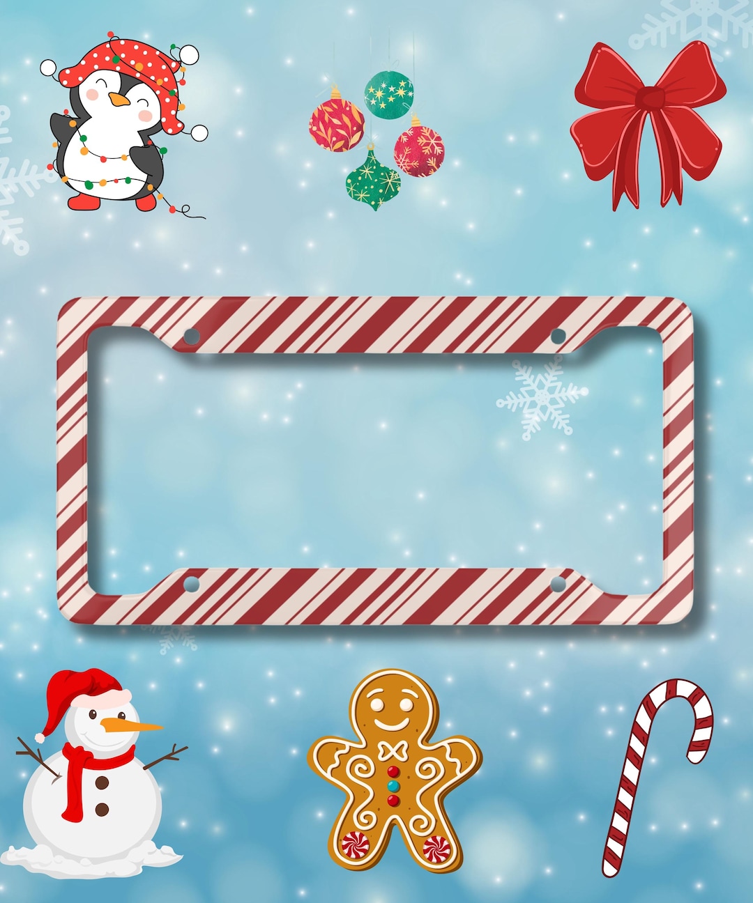 Candy Cane Stripe Design License Plate Frame, Christmas License Plate ...