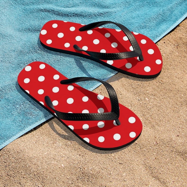 Red and White Polka Dot Flip Flops Women's Sandals - Etsy