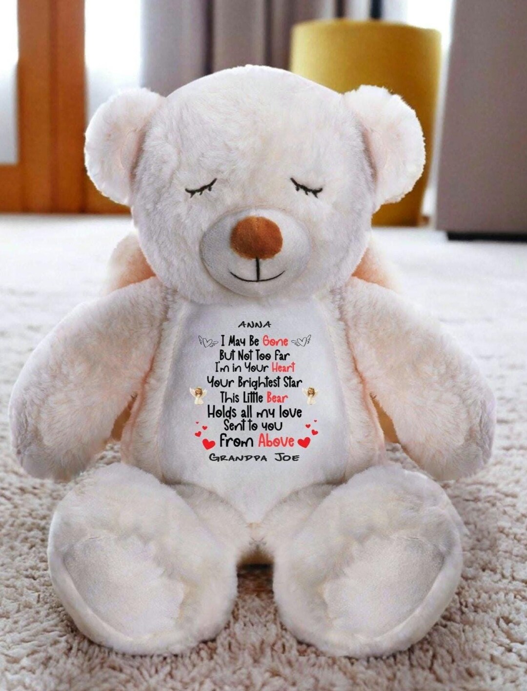 Custom Memorial Angel Bear From Heaven – Personalized Loss Gift From ...