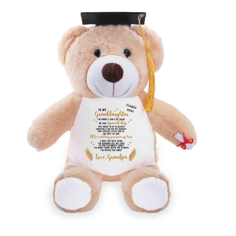Personalized Graduation Stuffed Bear Belly Print, Poem From Grandpa ...