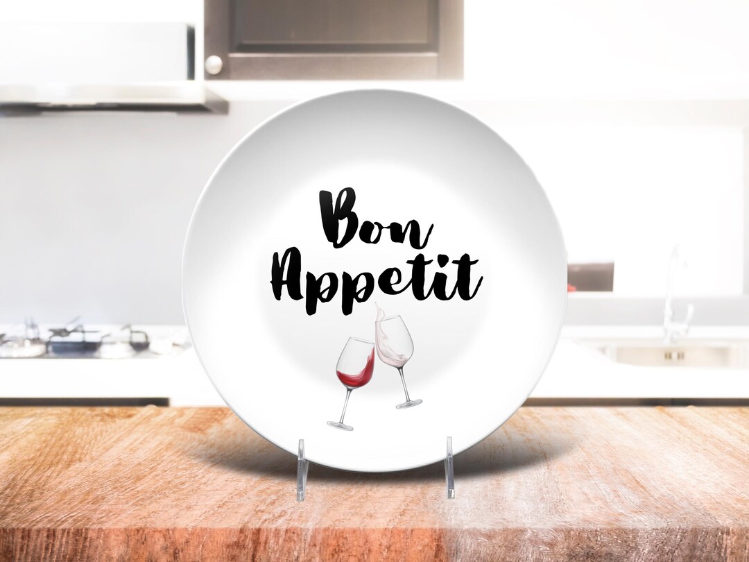 Bon Appetit Plate – 10" Unbreakable Dinner Plate With Wine Glass Design ...