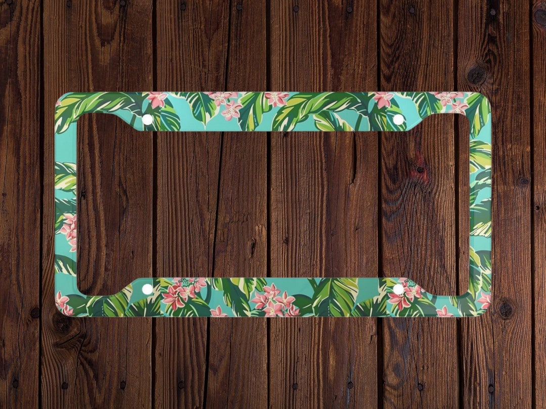 License Plate Frame, Floral Design License Plate Frame, Metal License ...