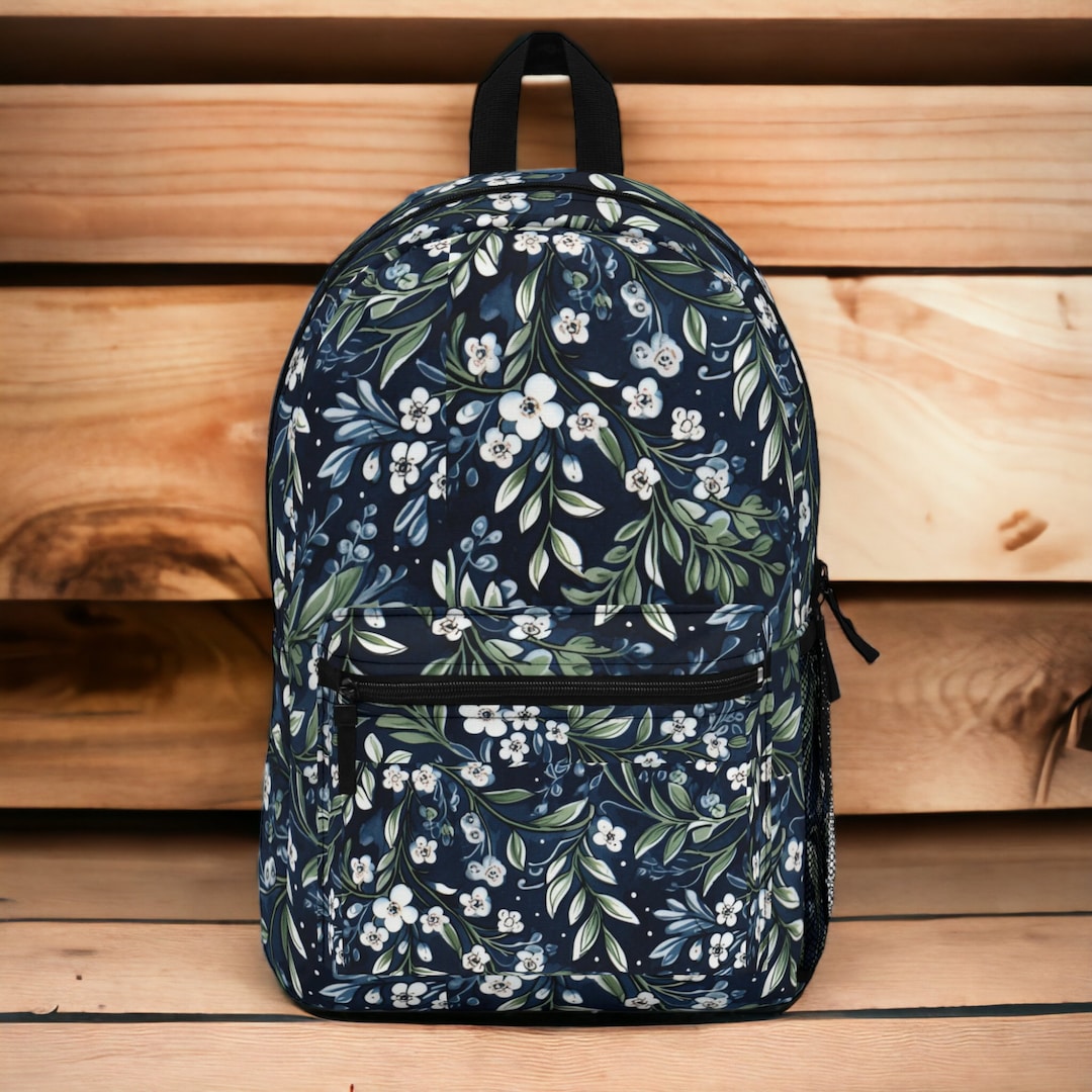 Blue Floral Backpack, Back to School Back Pack, School Book Bag ...