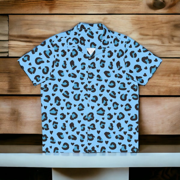 Mens Blue Leopard Print Shirt - Etsy