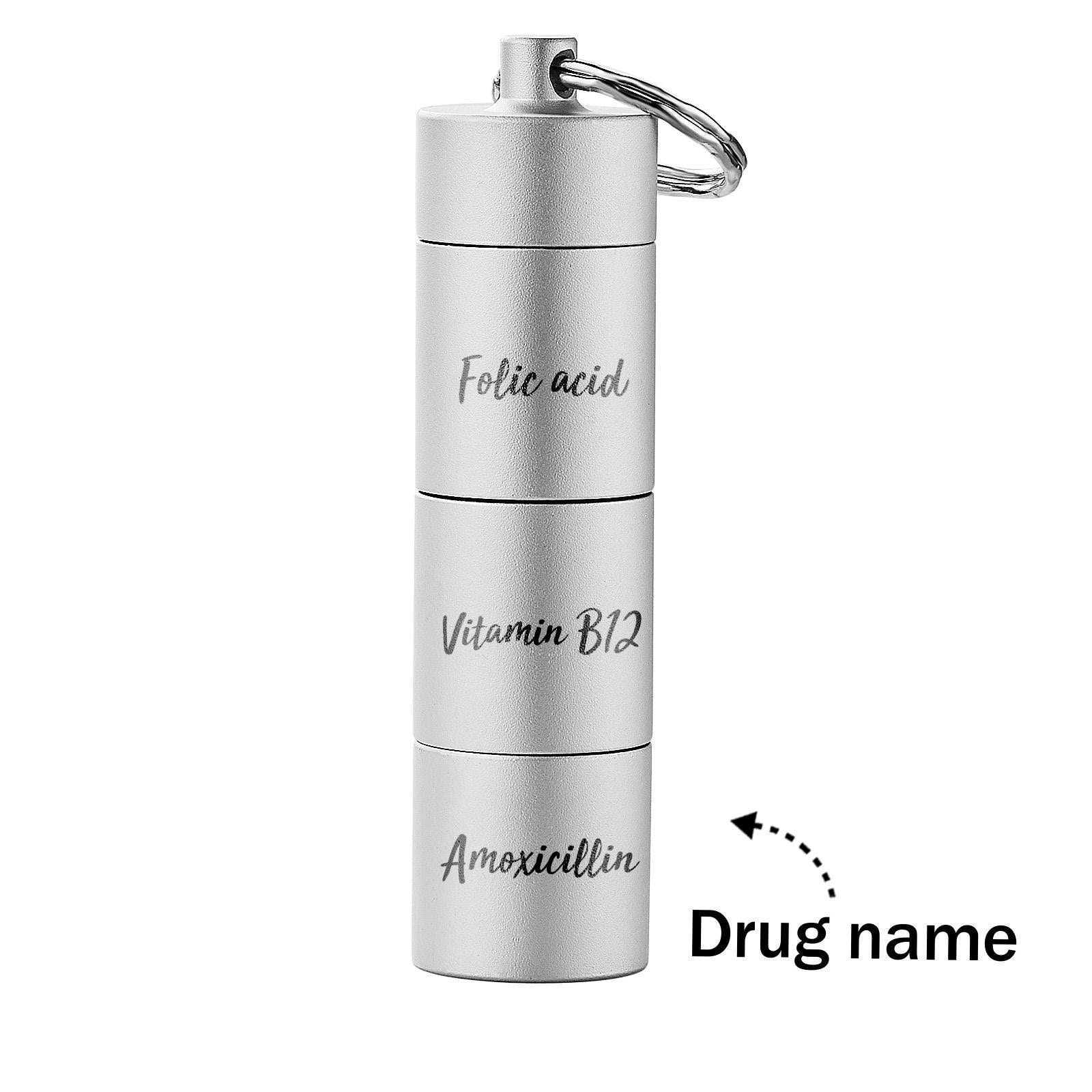 Stackable Pill Box Keychain: Custom Engraved Portable Medicine Case - Etsy