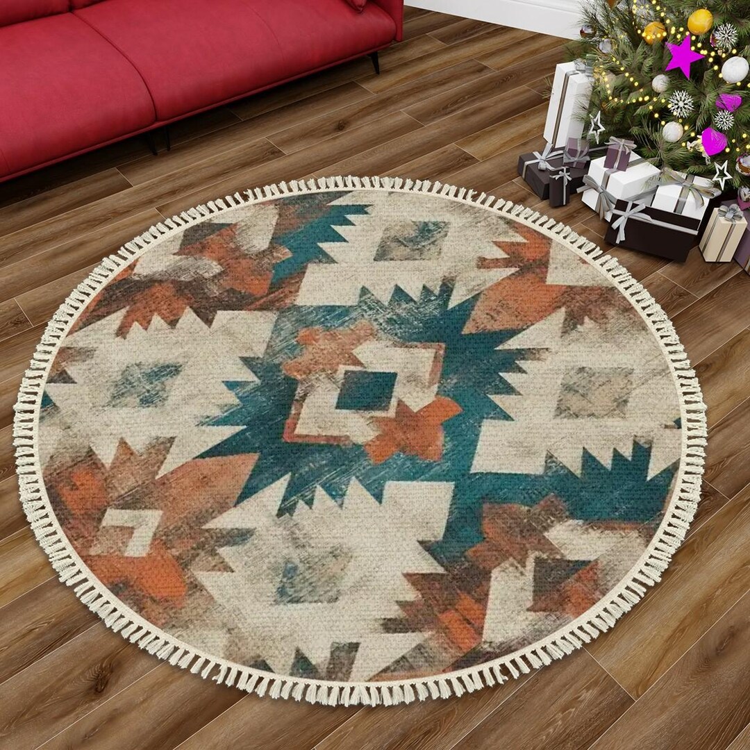 Aztec Southwest Design Round Rug, Multiple Sizes Round Area Rug With ...