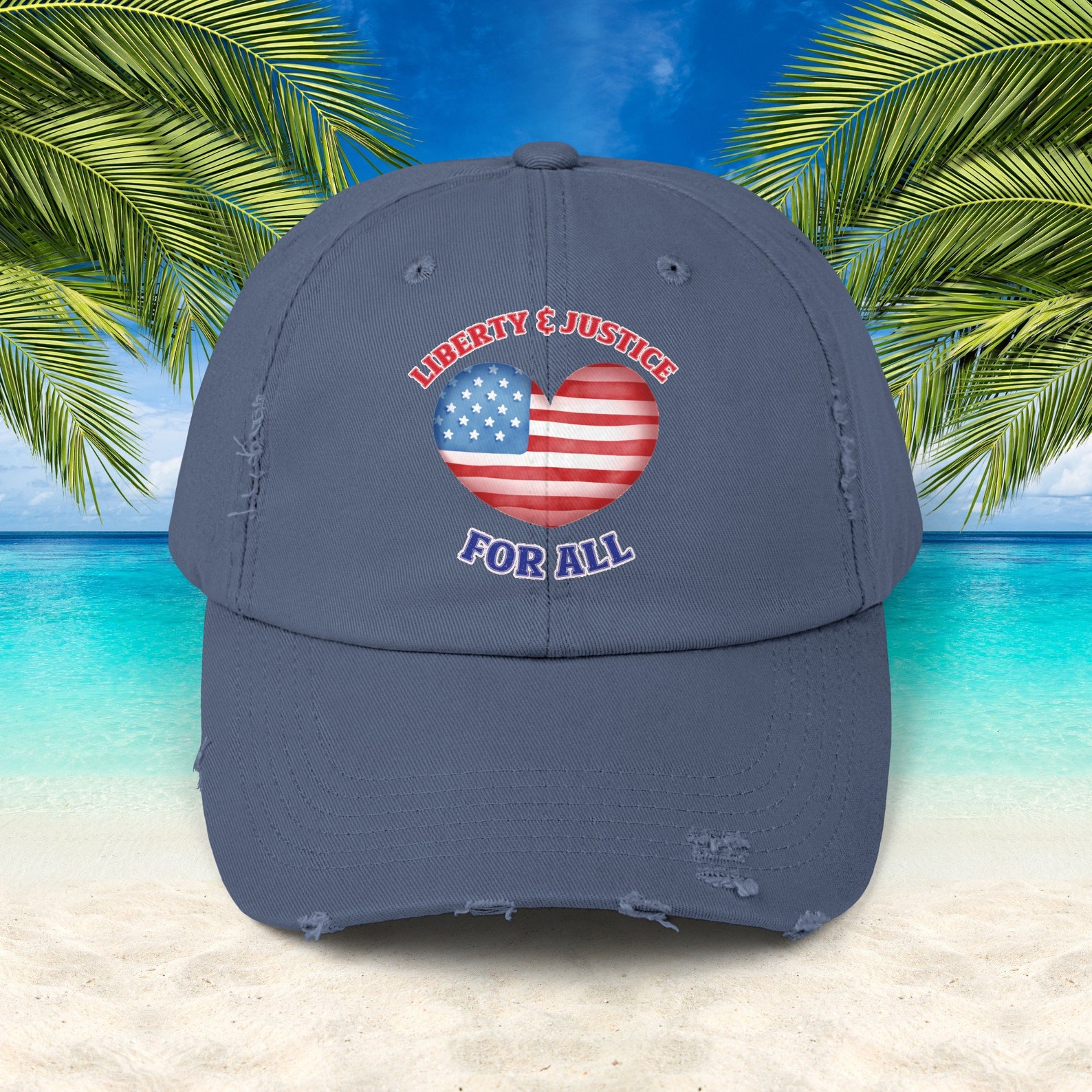 Unisex Distressed Baseball Cap With Heart-shaped American Flag - Etsy