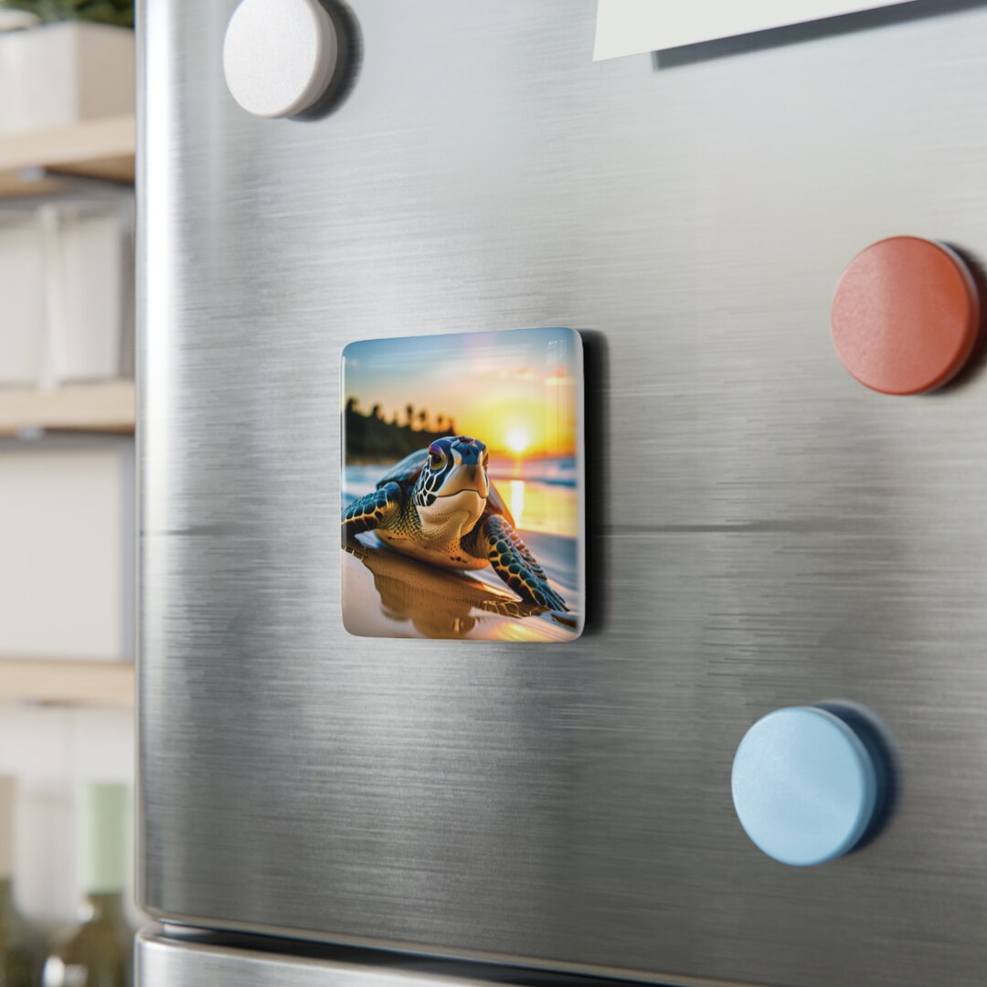 Sea Turtle Porcelain Magnet, Square, Refrigerator Magnet, Sea Turtle ...