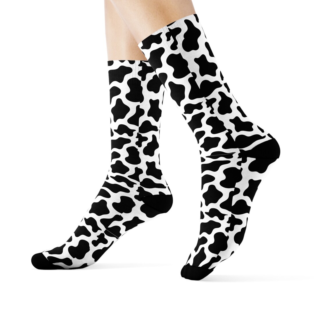 Cow Print Crew Socks - Gift for Cow Lover - Cow Fan Sock Gift ...