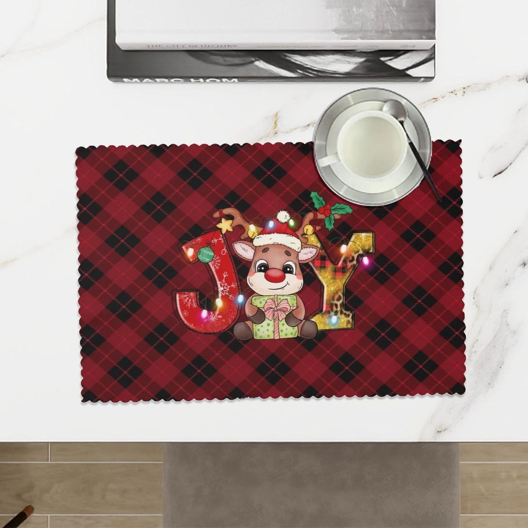 Holiday Joy Table Placemats Set of 4, Cute Place Mats for the Holidays ...