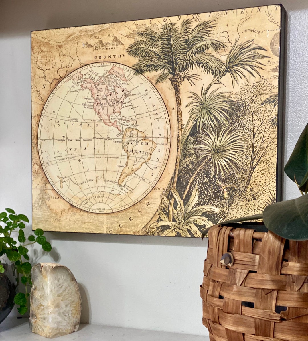 Vintage Wooden Map - Etsy
