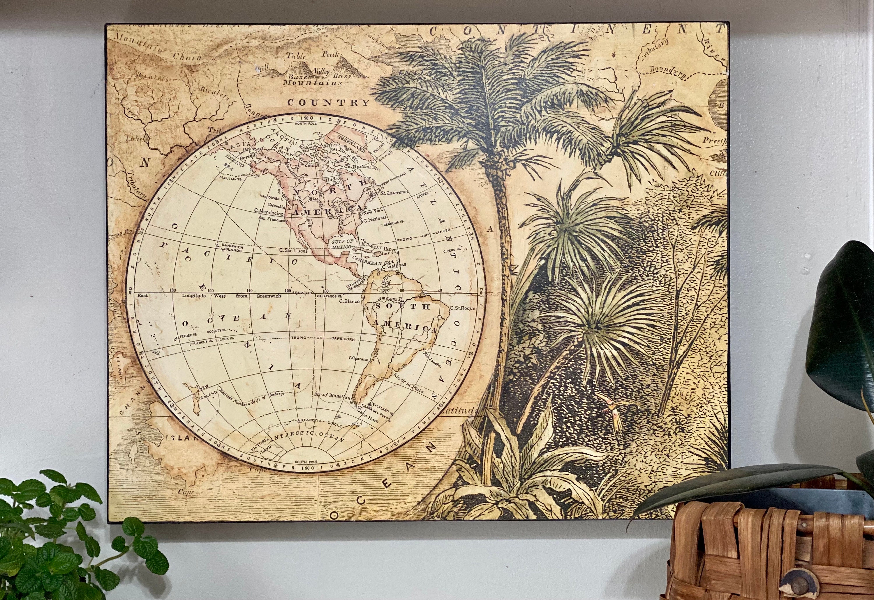 Vintage Wooden Map - Etsy