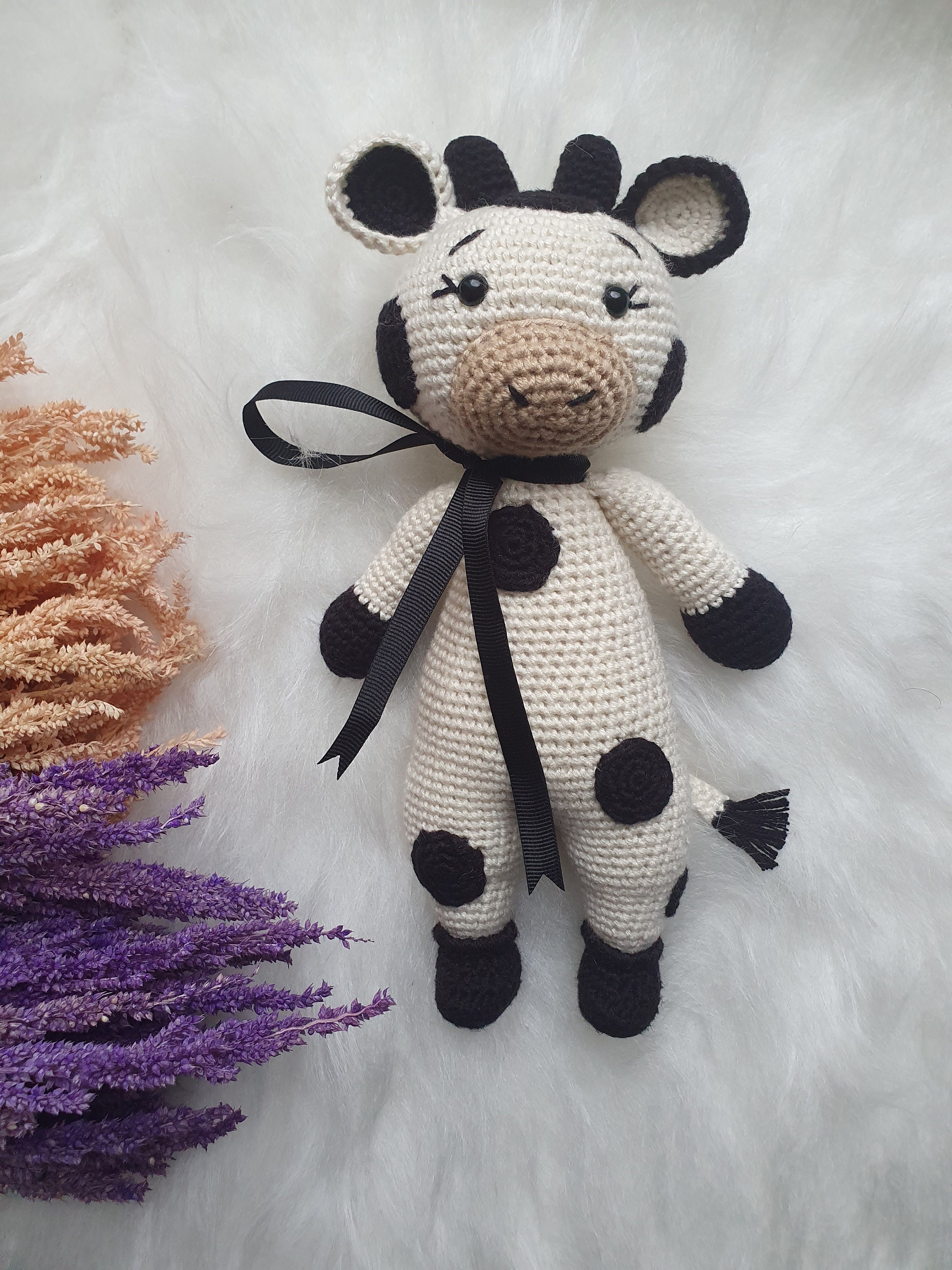 Handmade Crochet Cow, Amigurumi Baby Rattle, Pacifier Holder - Etsy