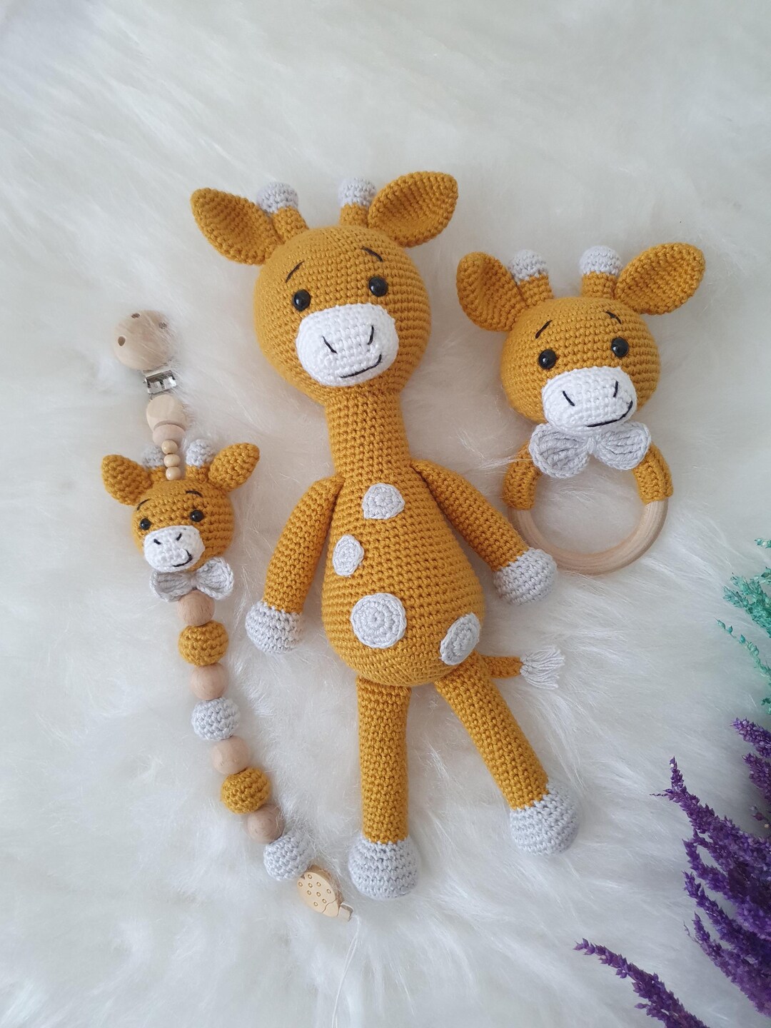 Crochet Giraffe Baby Rattle Set: Handmade Amigurumi Toy - Etsy