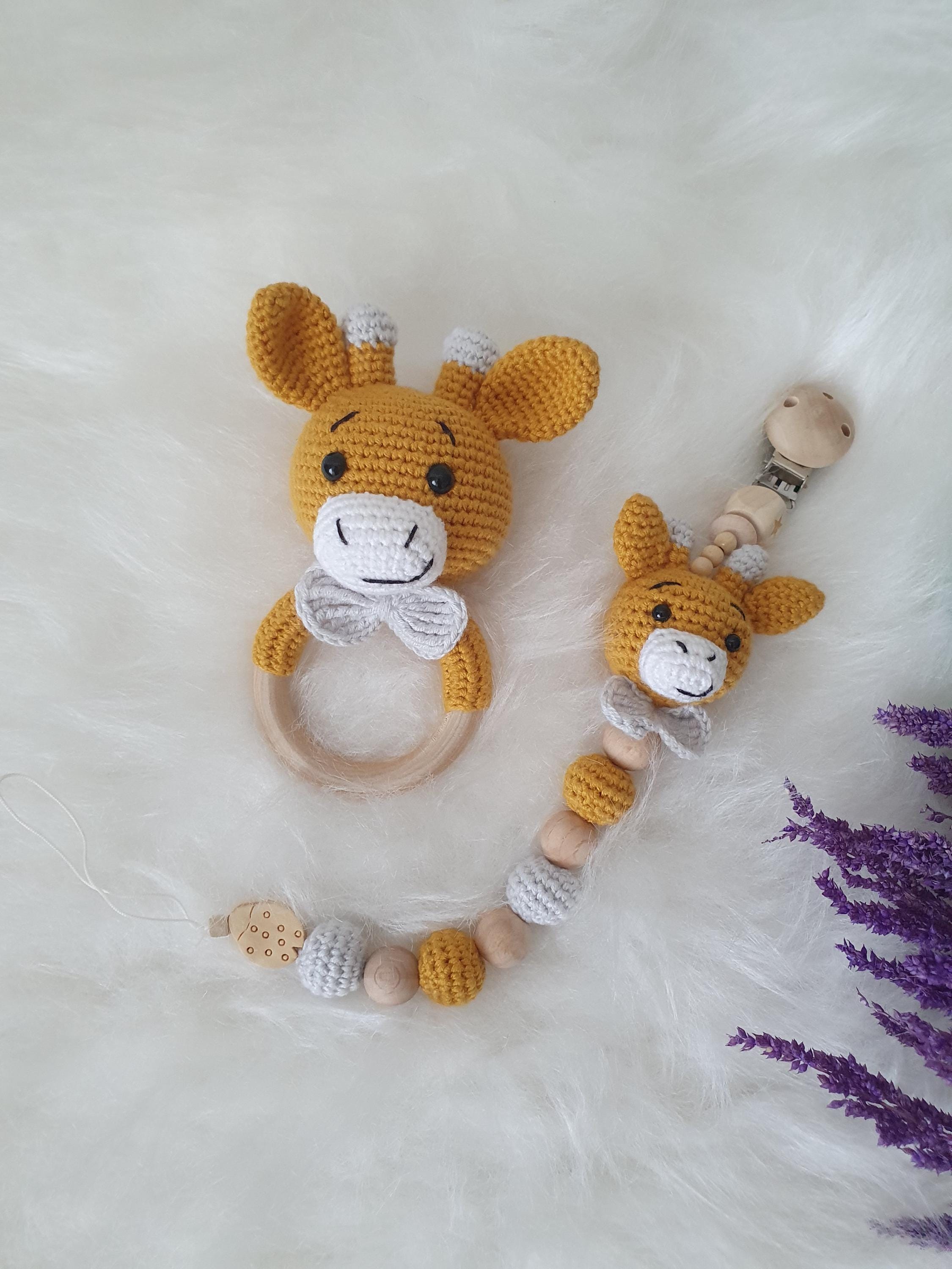 Crochet Giraffe Baby Rattle Set: Handmade Amigurumi Toy - Etsy