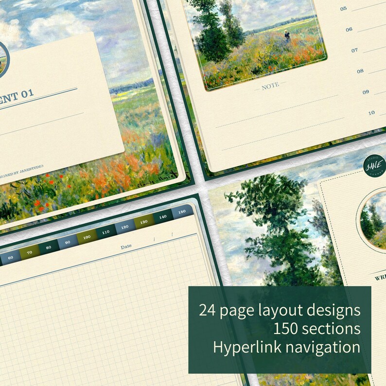 Oil Painting Digital Notebook Aesthetic Digital Planner & Notebook ...