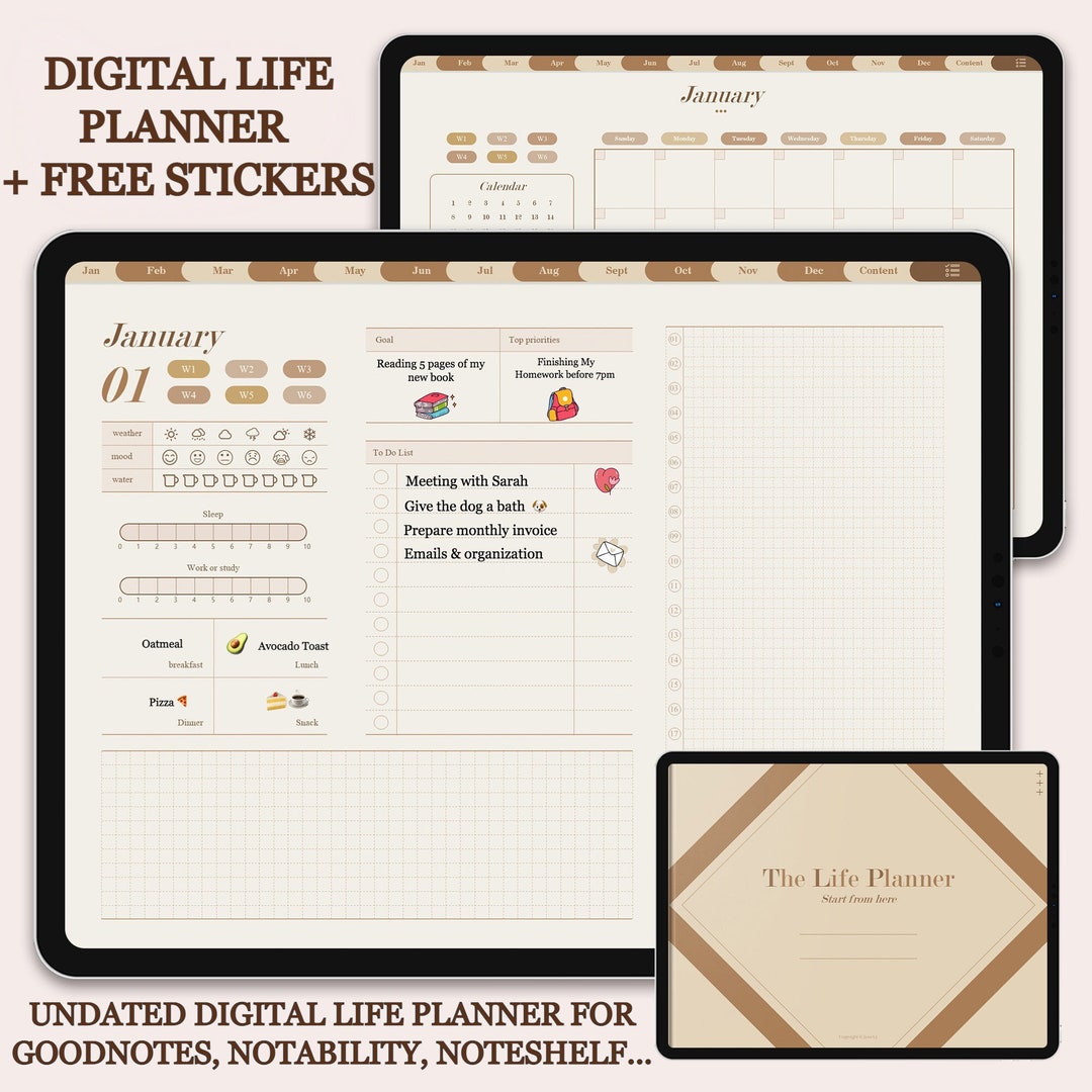2024 2025 Digital Life Planner With Free Stickers Digital Templates ...