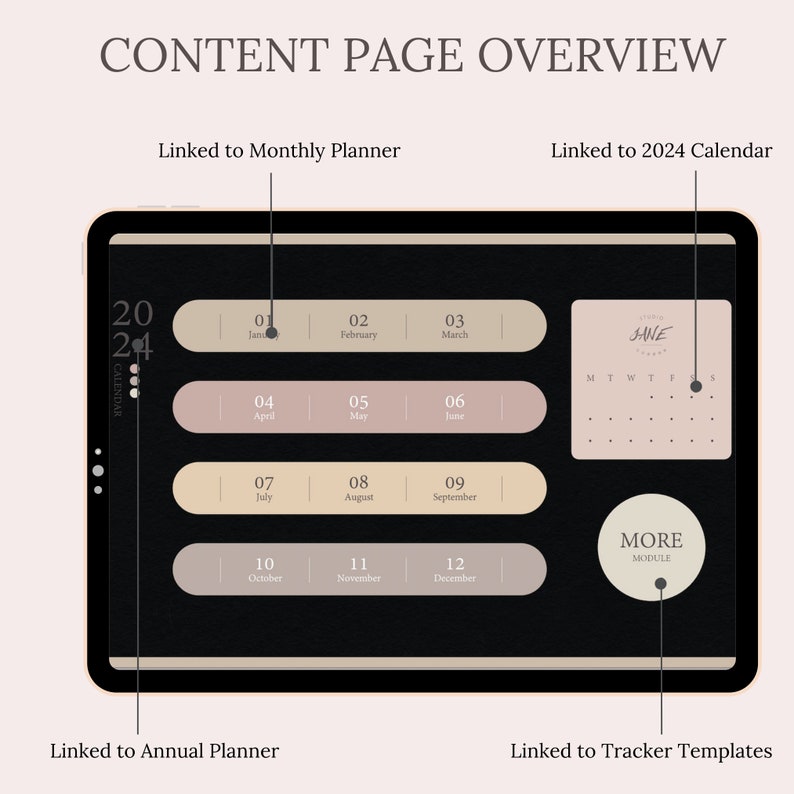 Landscape 2024 iPad & Tablet Planner Dated Monthly Weekly Daily Planner ...