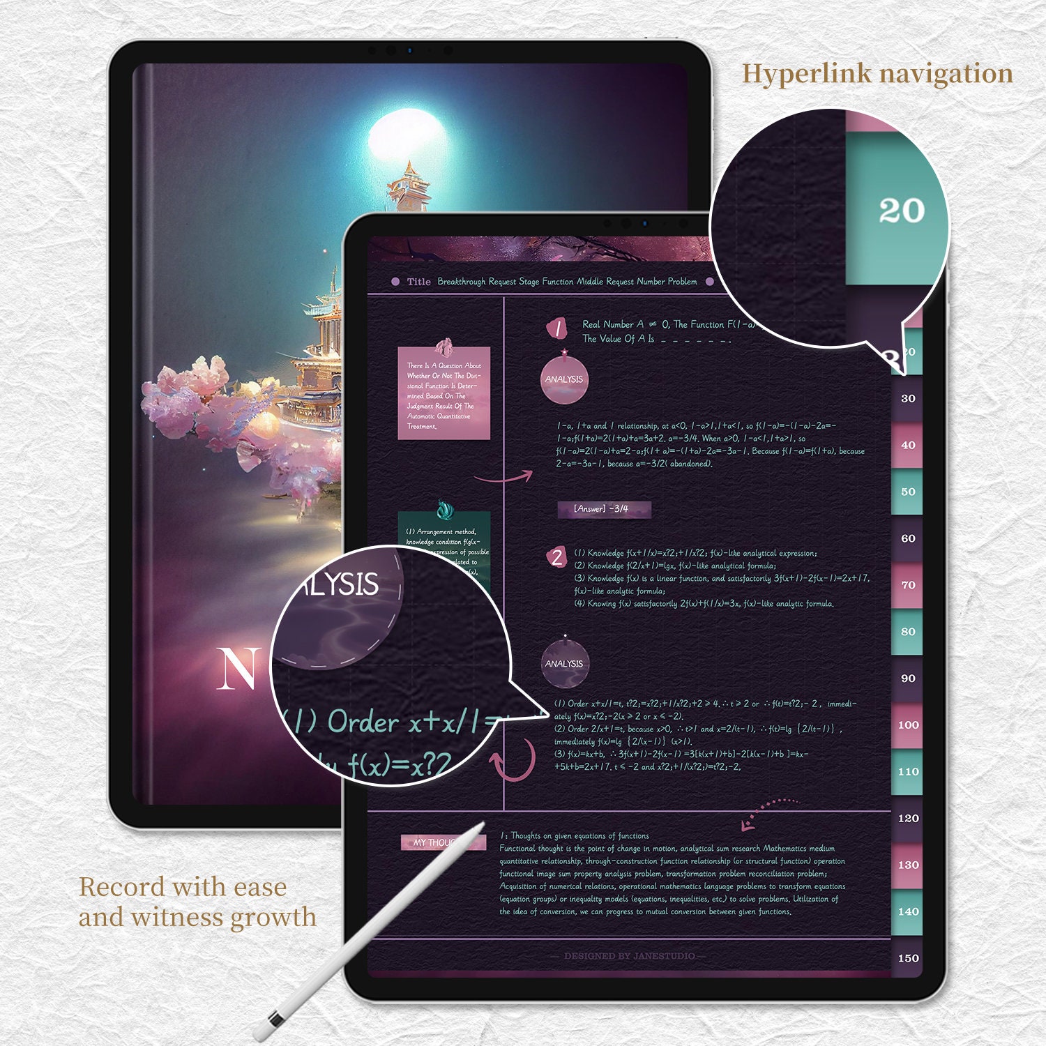 Digital Notebook With Subsections Dark Mode Goodnotes - Etsy