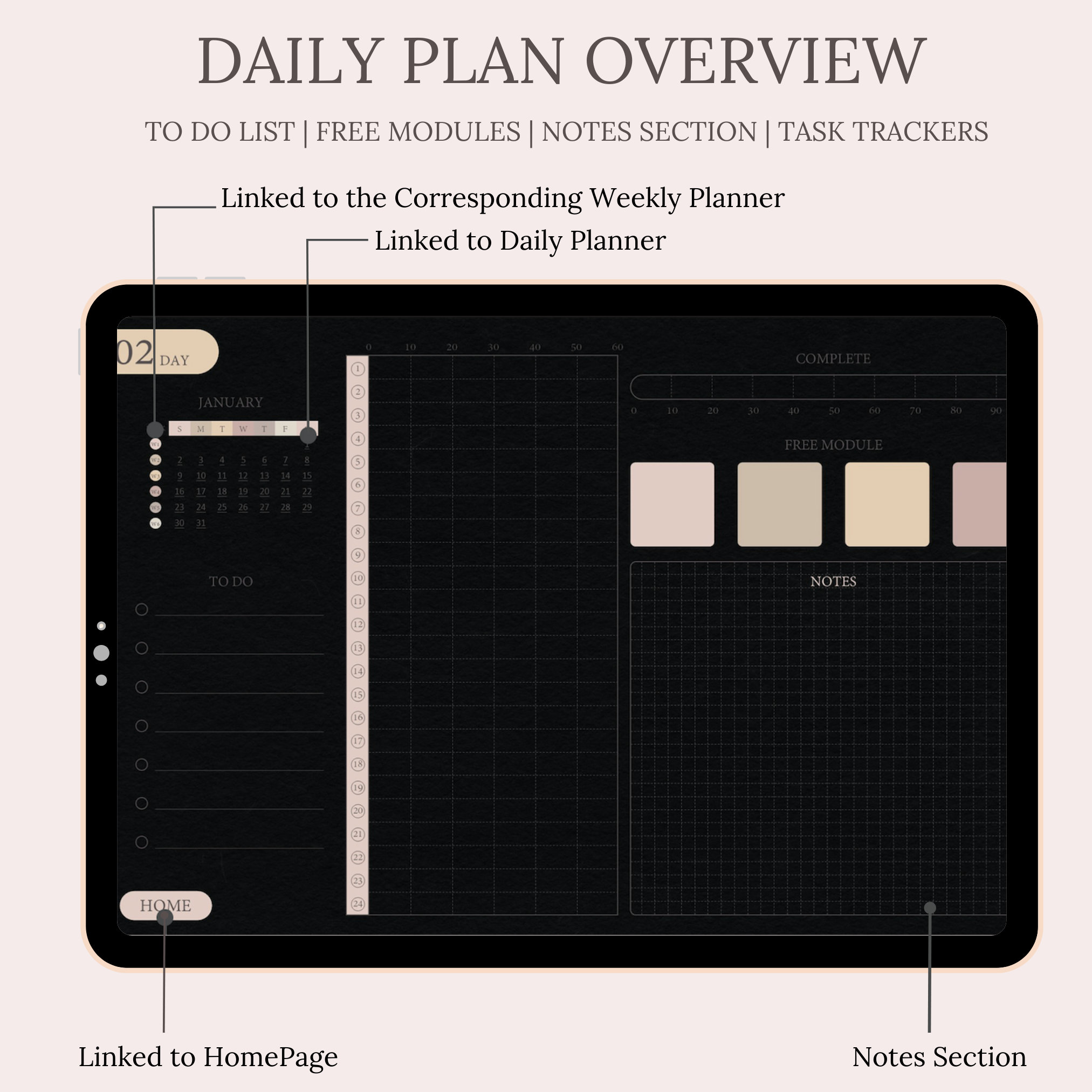 Landscape 2024 iPad & Tablet Planner Dated Monthly Weekly Daily Planner ...
