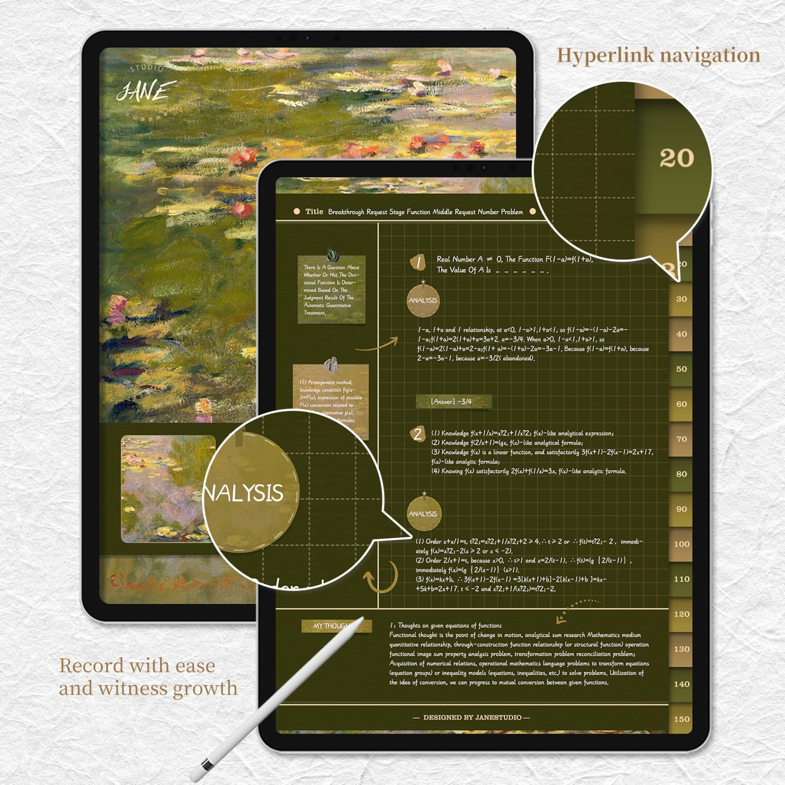 Hyperlinked Digital Notebook Portrait With Free Digital Stickers ...