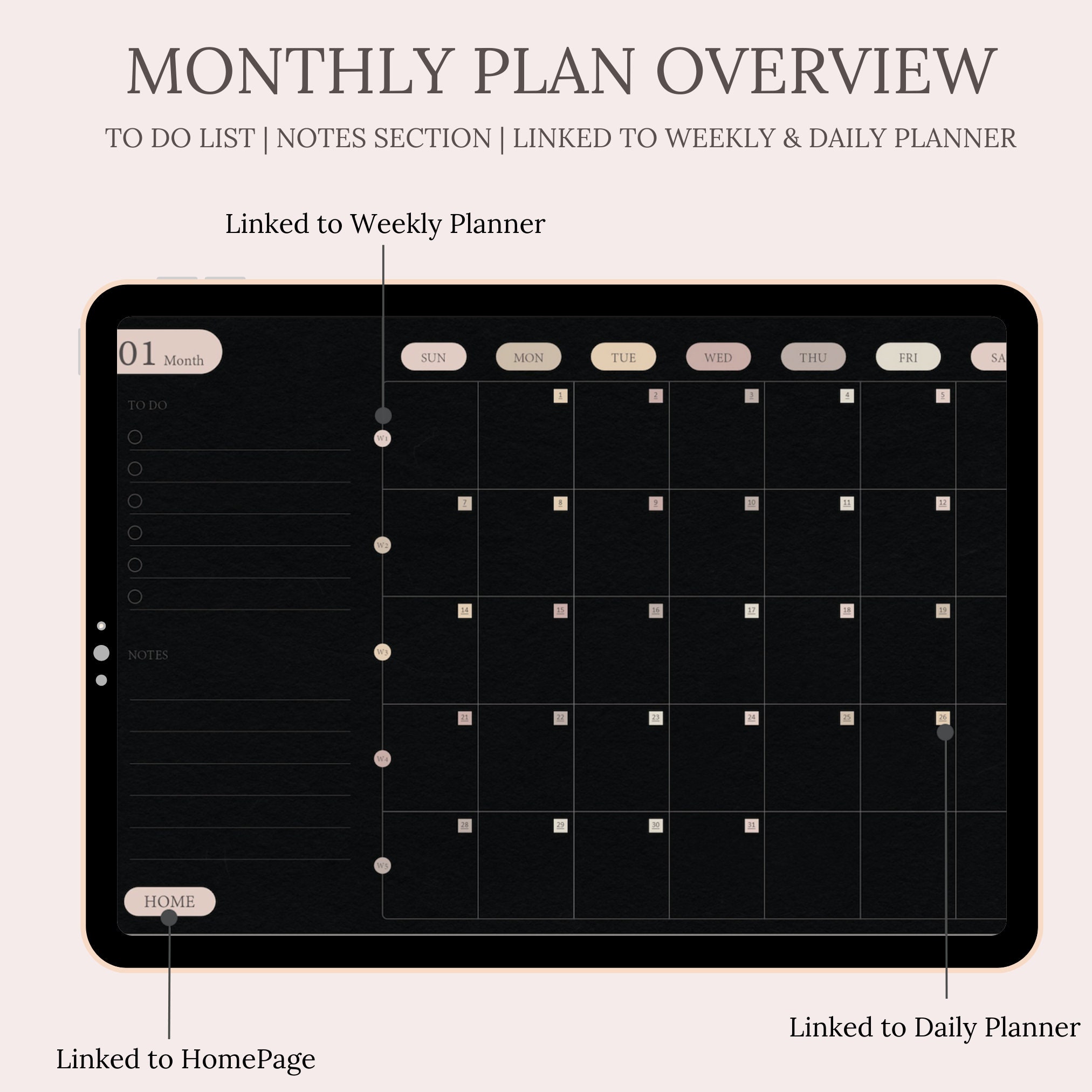 Landscape 2024 iPad & Tablet Planner Dated Monthly Weekly Daily Planner ...