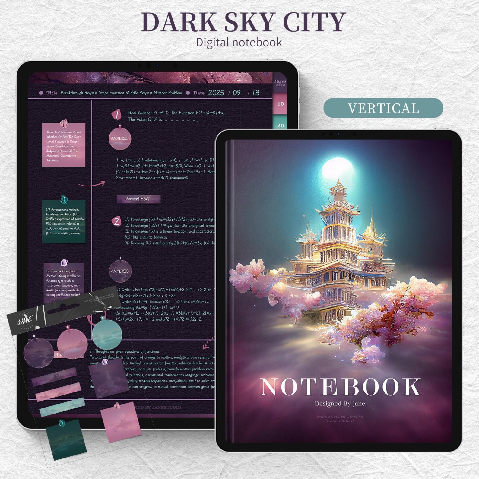 Digital Notebook With Subsections Dark Mode Goodnotes - Etsy