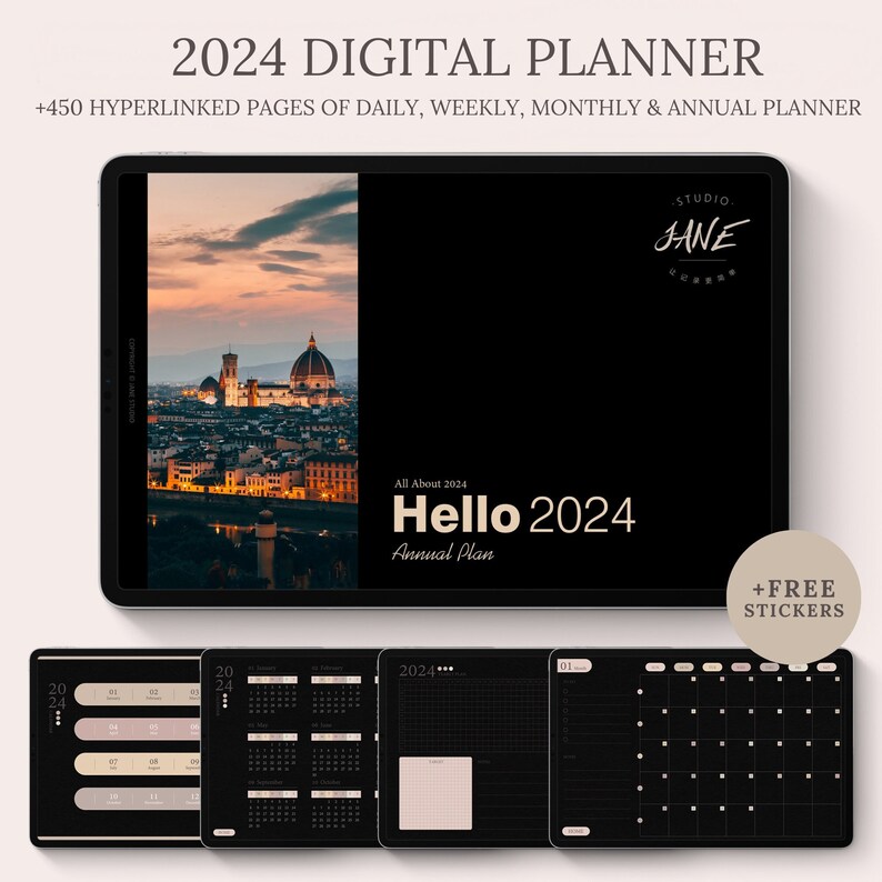 Landscape 2024 iPad & Tablet Planner Dated Monthly Weekly Daily Planner ...