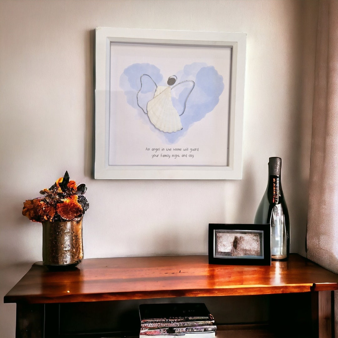 Guardian Angel Pebble Art Handcrafted Protective Home Decor, Unique ...