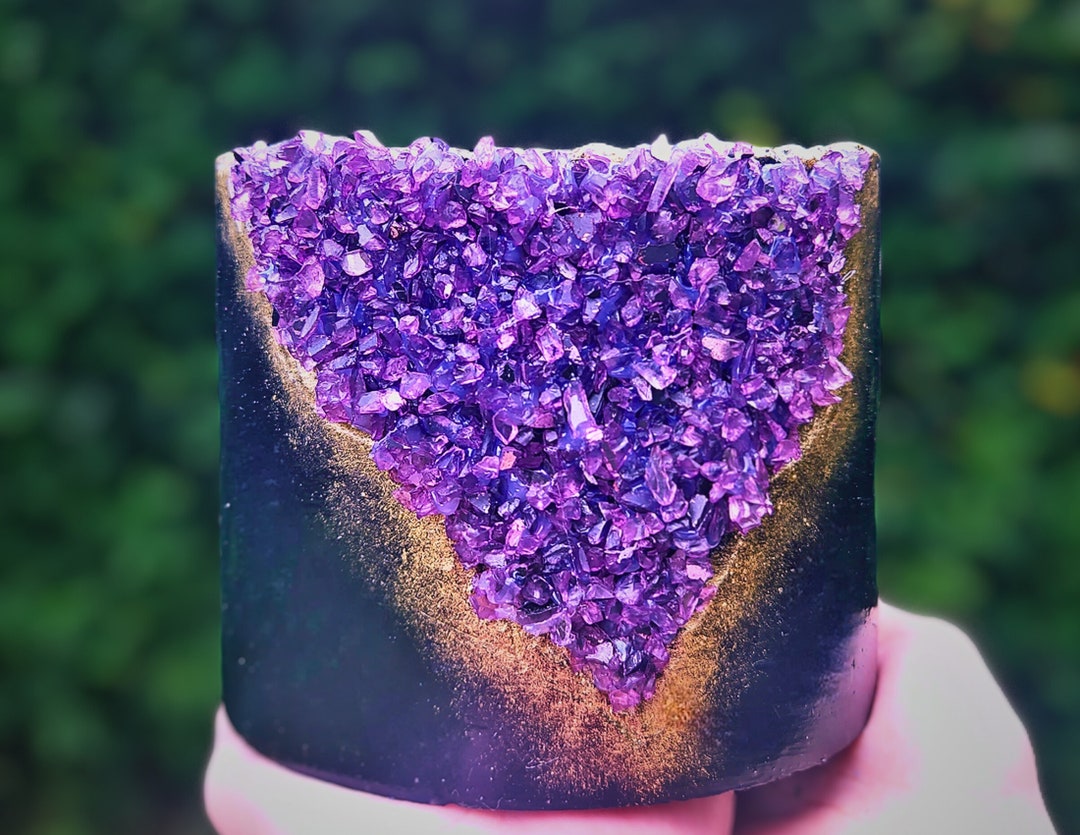 Gorgeous Glass Crystal Geode Plant Pot Ruby, Sapphire or Amethyst Colours, Desk 15th 45th 40th ...