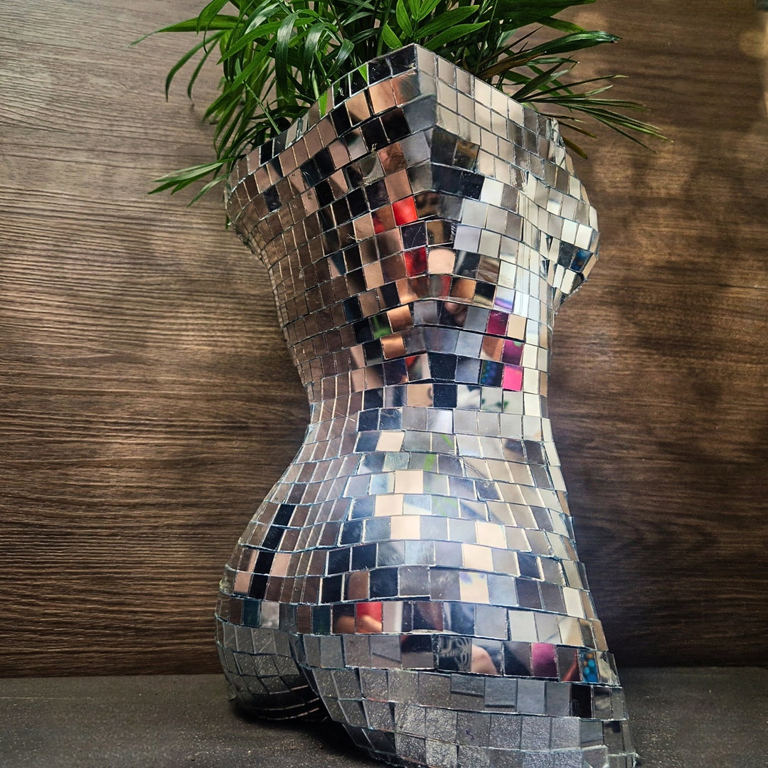 Stunning Glam Goddess Tall Large Vase Glitter Mirror Ball Handmade ...