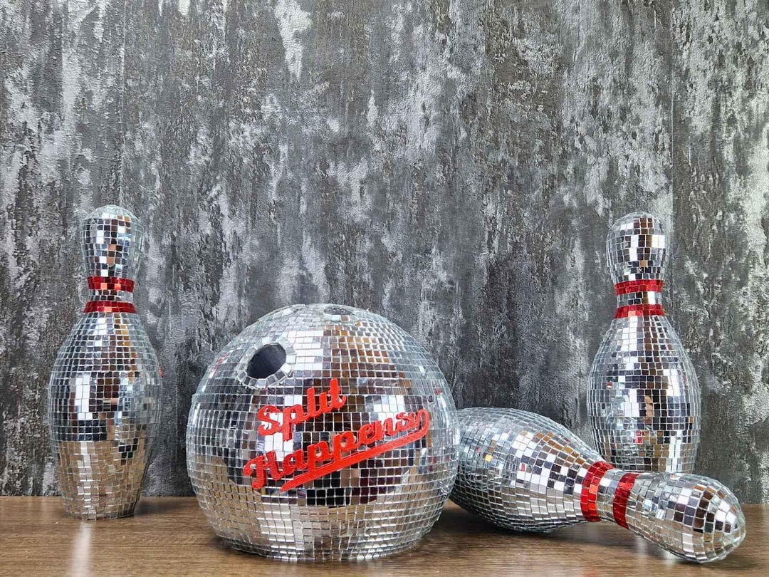 70s Disco Bowling Set Custom Ball and Pins, Ideal Trophy & Retro ...