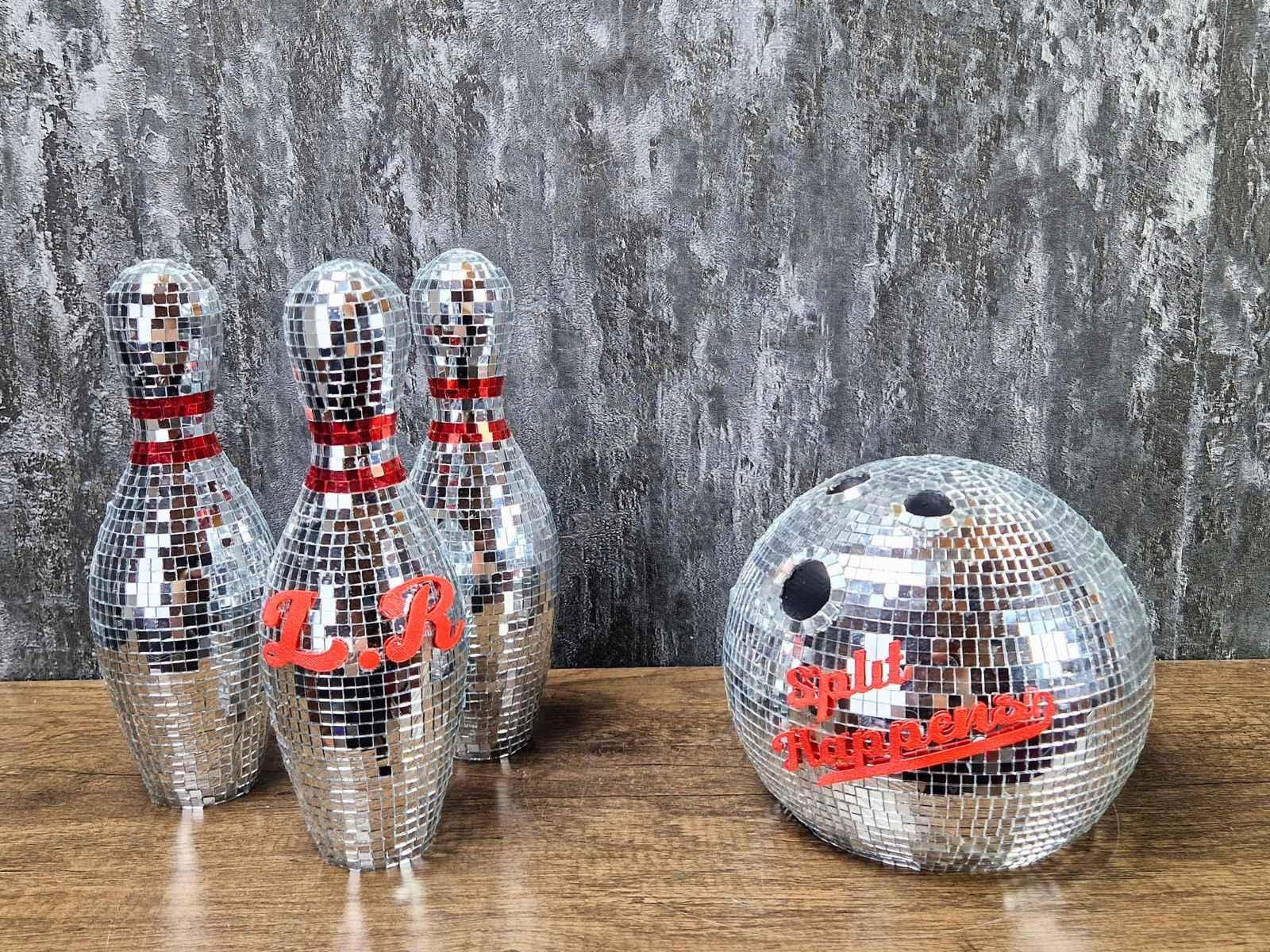 70s Disco Bowling Set Custom Ball and Pins, Ideal Trophy & Retro ...
