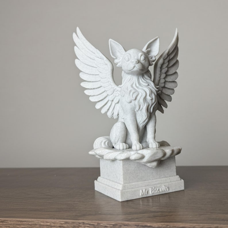 Custom Pet Memorial Statue, Angel Wings and Engraved Name - Etsy Canada