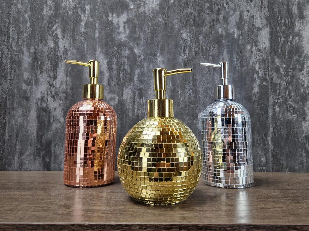 Stunning Disco Ball Soap Dispenser Mirror Ball Ornament Soap Pump Hand ...