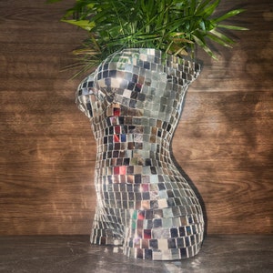 Stunning Glam Goddess Tall Large Vase Glitter Mirror Ball Handmade ...